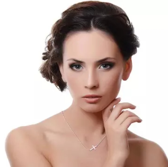 Jewelry | 18k Gold Plated Lateral Cross Necklace Earrings Gift Set ...